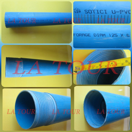 TUYAU FORAGE Ø 125MM PVC CREPINE 3,00ML EP 06MM SOTICI BLEU