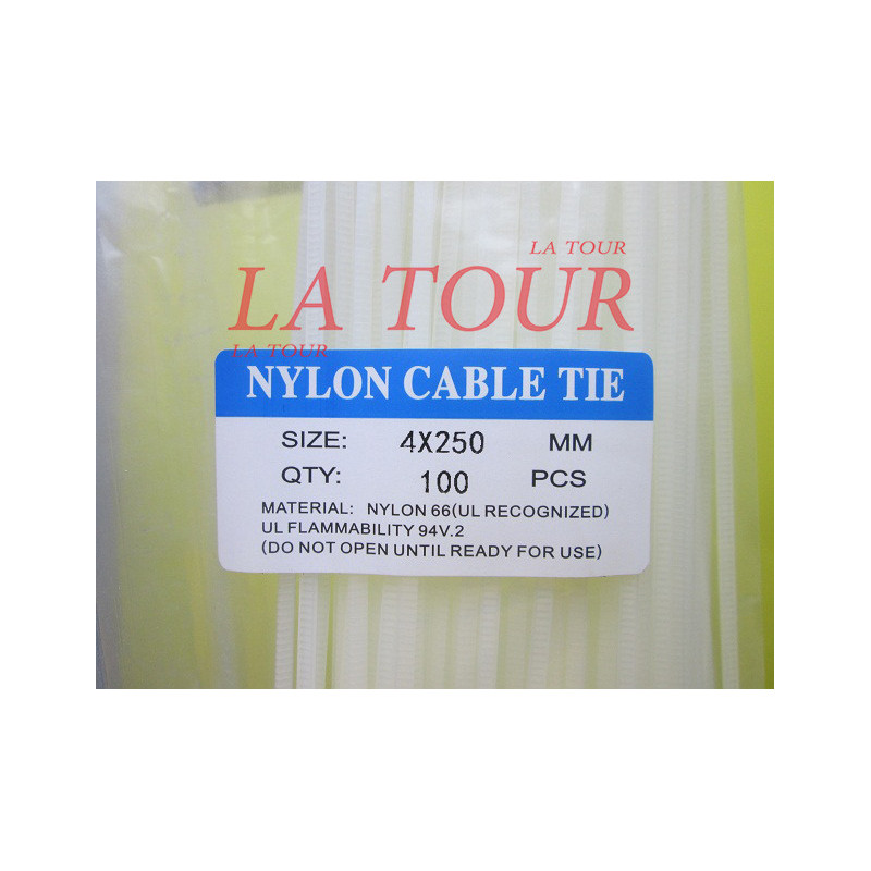 COLLIER DE SERRAGE (COLSON) (4x250)M NYLON CABLE TIE BLANC (100PCS/S)