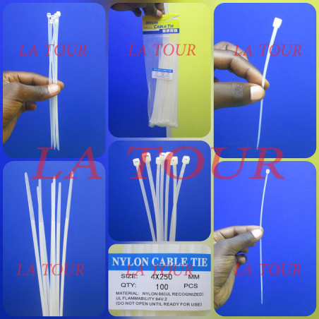 COLLIER DE SERRAGE (COLSON) (4x250)M NYLON CABLE TIE BLANC (100PCS/S)