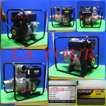 MOTO POMPE A DIESEL Ø 100MM (4)" REF.(KDP40) KIPOR JAUNE/CHROME/NOIR