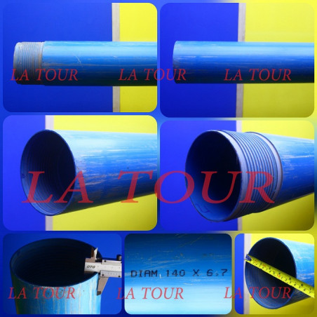 TUYAU FORAGE Ø 140MM PVC PLEIN 3,00ML EP 07MM SOTICI BLEU