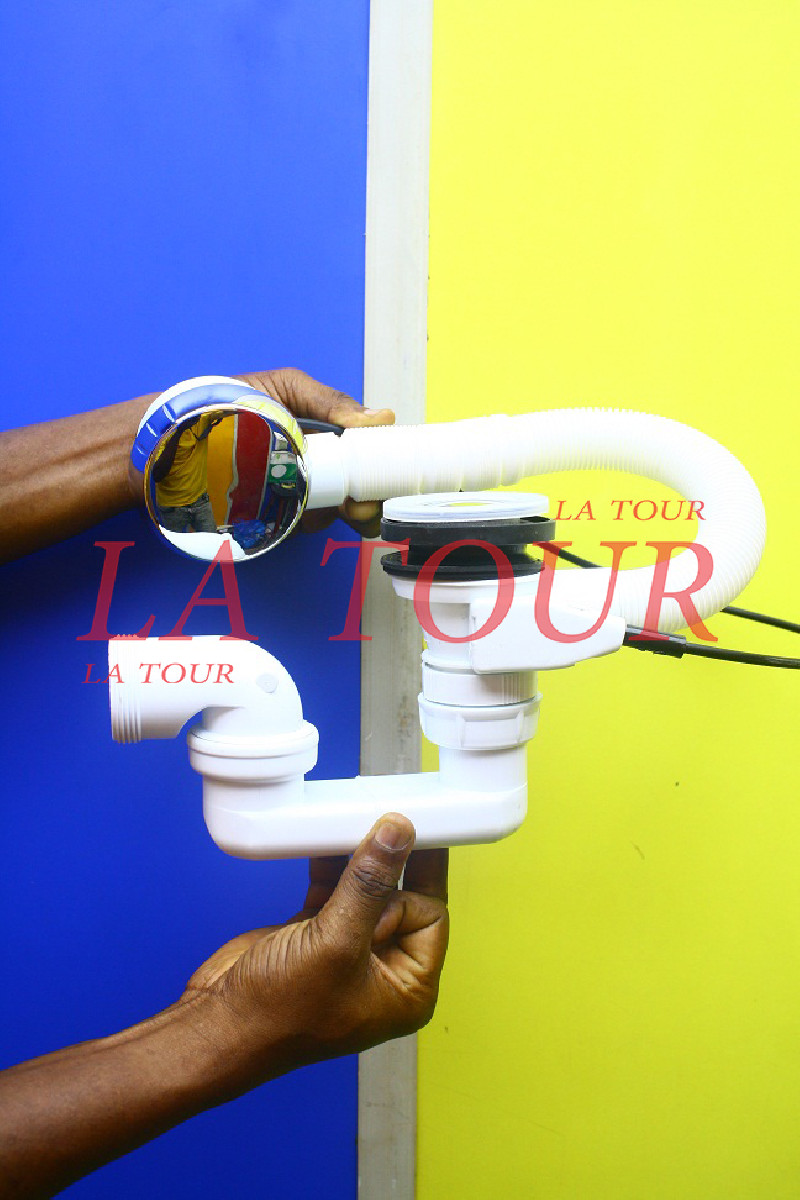 VIDANGE BAIGNOIRE A CABLE AVEC SIPHON ARTICULE (TBR08) SAS BLANC