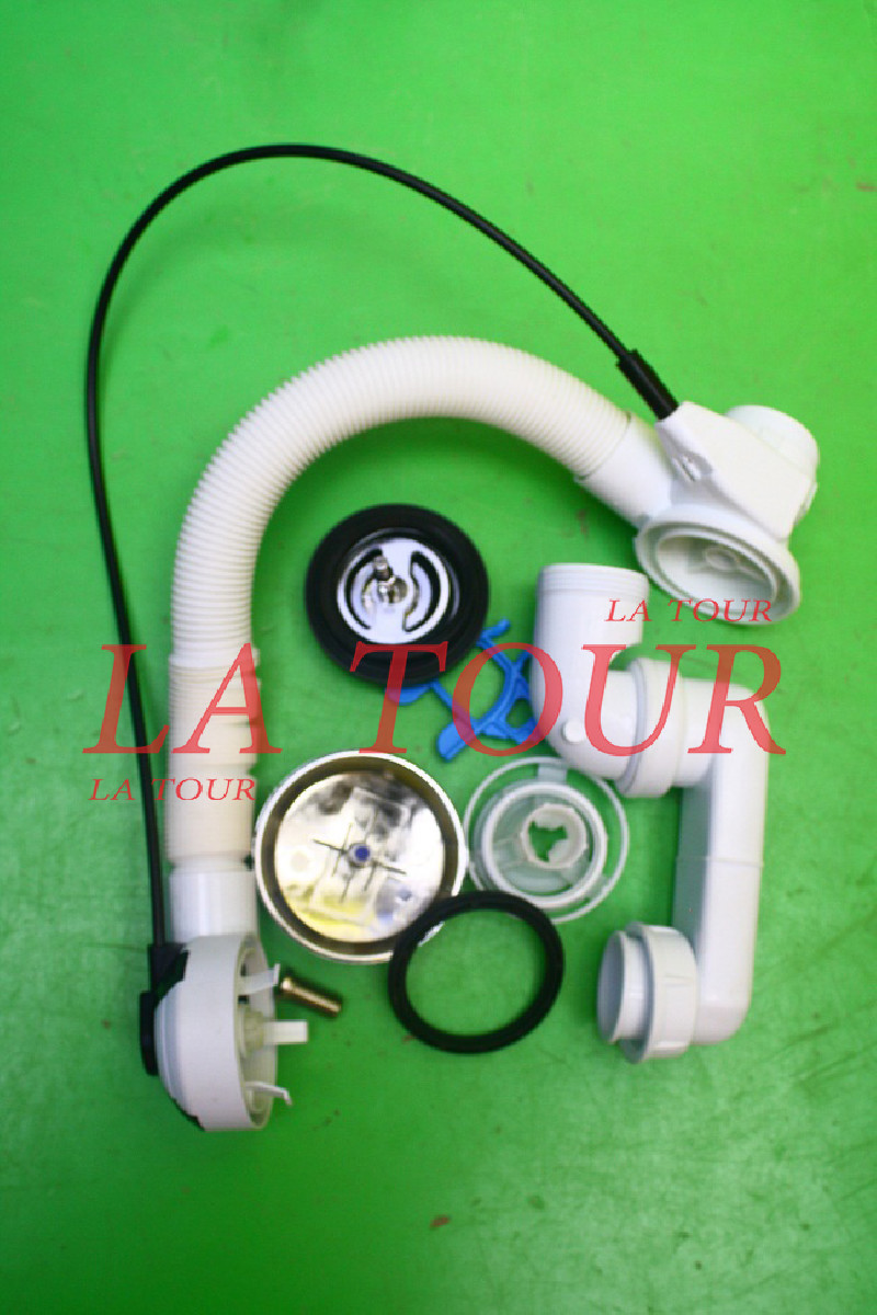 VIDANGE BAIGNOIRE A CABLE AVEC SIPHON ARTICULE (TBR08) SAS BLANC