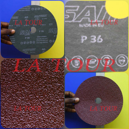 DISQUE A PONCER (FIBRE) Ø 180 22MM GRAIN 36 REF.(V04A) SAIT ROUGE