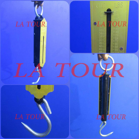 BALANCE A RESSORT AVEC CROCHET 100KG/224 LBS POCKET BALANCE OR NOIR