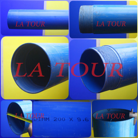 TUYAU FORAGE Ø 200MM PVC PLEIN FILETÉ 3,00ML EP 04MM (M/F) SOTICI