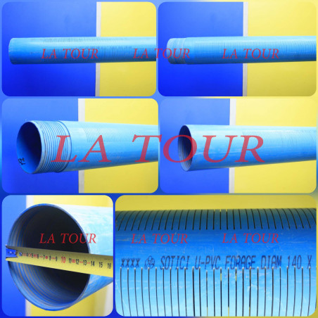 TUYAU FORAGE Ø 140MM PVC CRÉPINE 3,00ML EP 7MM SOTICI BLEU