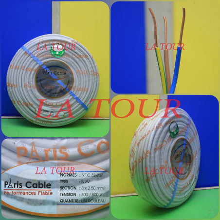 CÂBLE VGV RIGIDE 3x02,50MM² PARIS CÂBLE 80ML GRIS