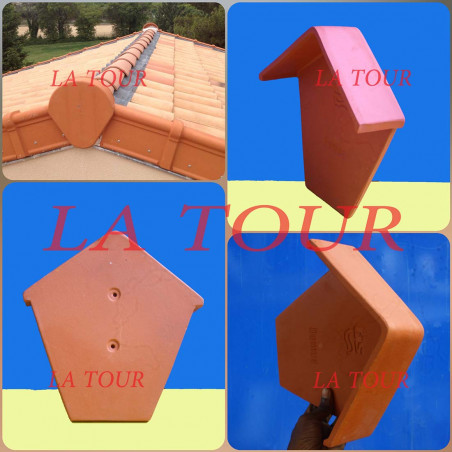 FAITIERE EN ARGILE NATURELLE FRONTON TRIANGULAIRE ROUGE