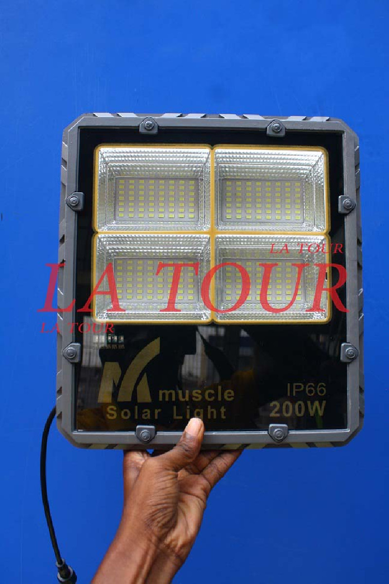 LAMPADAIRE LED SOLAIRE 04LAMP 200W (32*29)CM +COMM MUSCLE GRIS NOIR