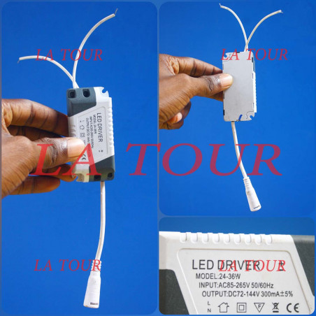 TRANSFORMATEUR SPOT LED DRIVER (24-36)W BLANC NOIR