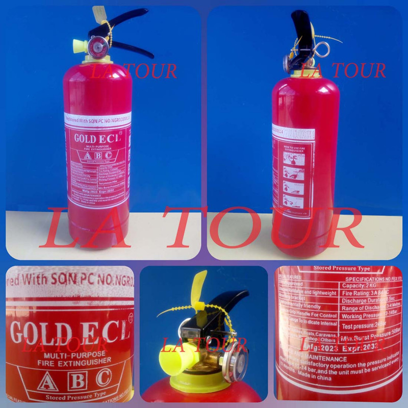 EXTINCTEUR A POUDRE 02KG A MANOMETRE (ABC) GOLD ECL ROUGE