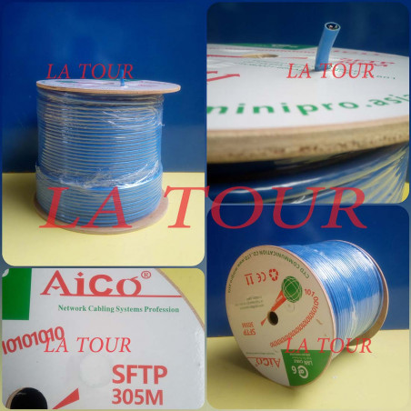CABLE RESEAU INFORMATIQUE SFTP CAT6E NON BLINDE 305ML AICO BLEU