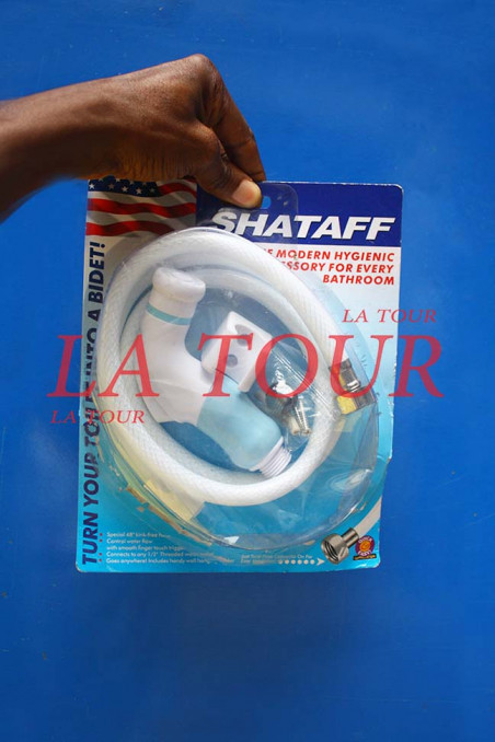 DOUCHETTE WC SHATAF PLASTIQUE+FLEXI PLASTI+SUPPORT SHATAFF BLANC BLEU